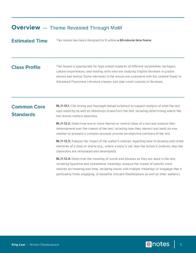 King Lear Themes Lesson Plan - eNotes.com