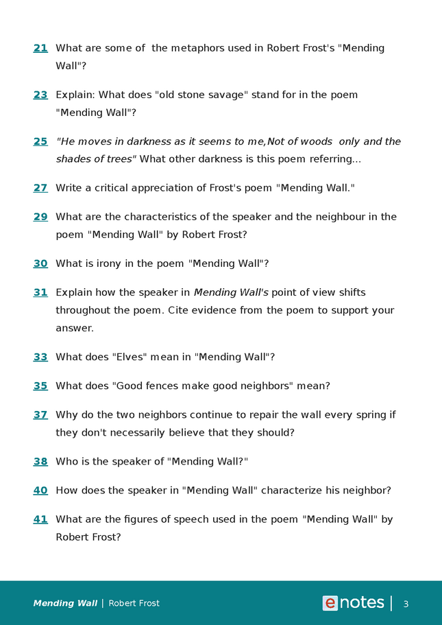 Popular Questions About Mending Wall - eNotes.com
