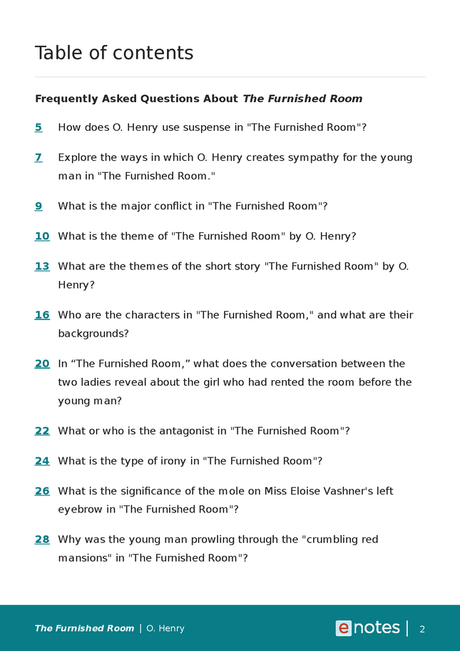 Popular Questions About The Furnished Room - eNotes.com