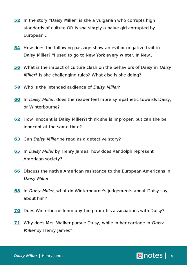 Popular Questions About Daisy Miller - eNotes.com