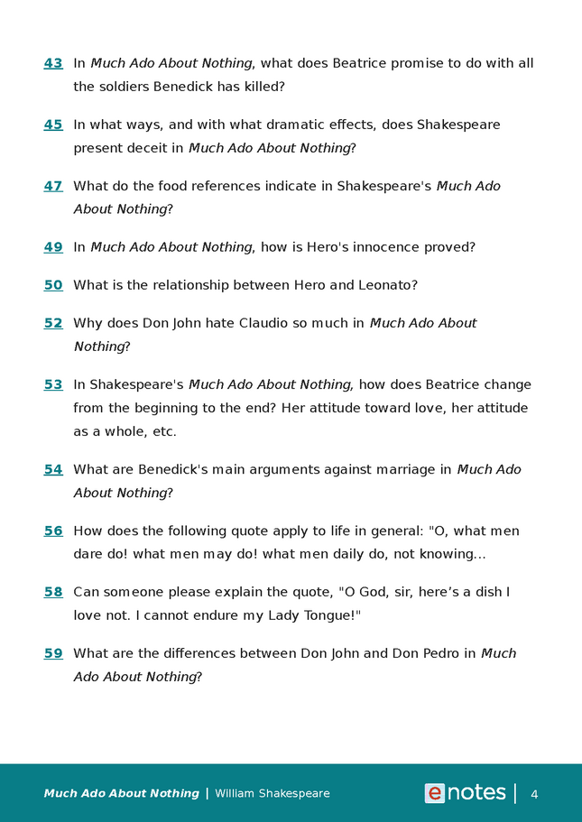 Popular Questions About Much Ado About Nothing - eNotes.com