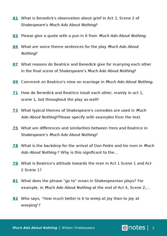 Popular Questions About Much Ado About Nothing - eNotes.com
