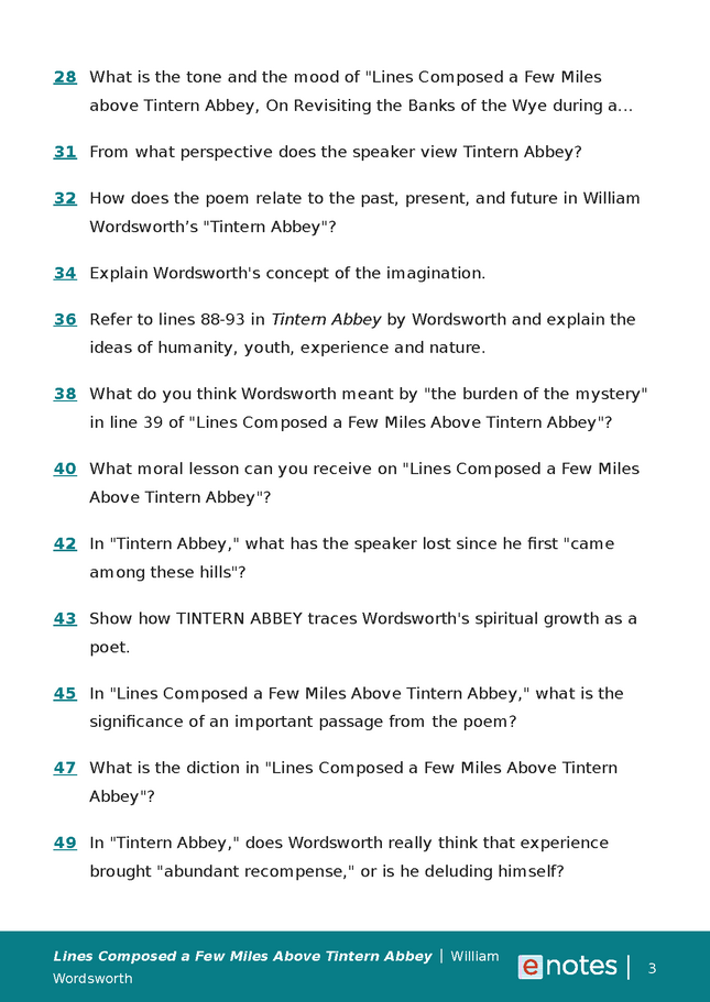 Popular Questions About Lines Composed a Few Miles Above Tintern Abbey ...