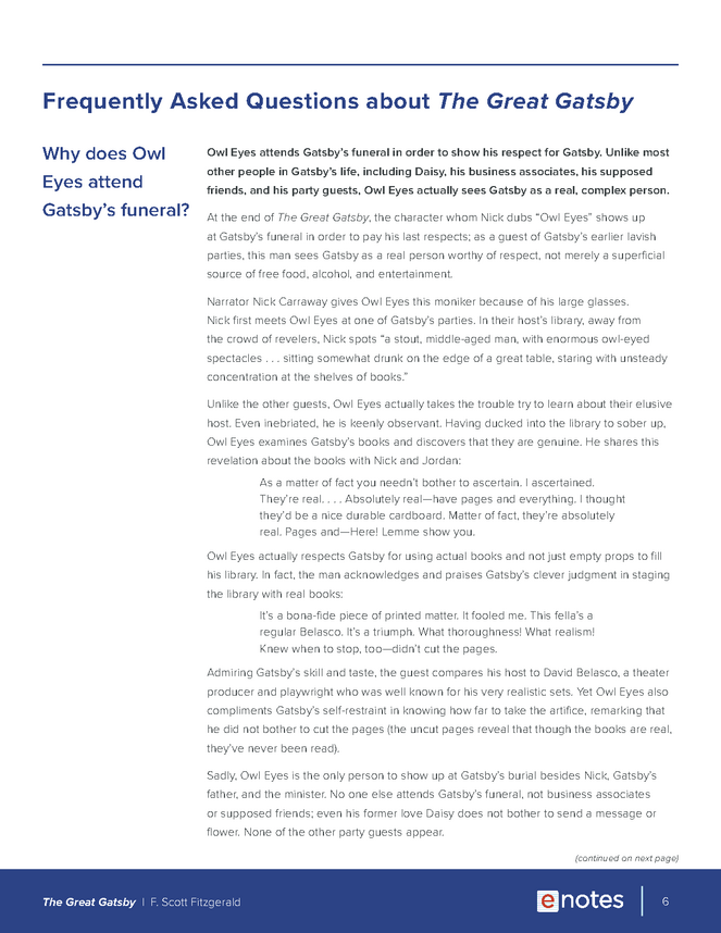 The Great Gatsby FAQ Study Bundle - eNotes.com