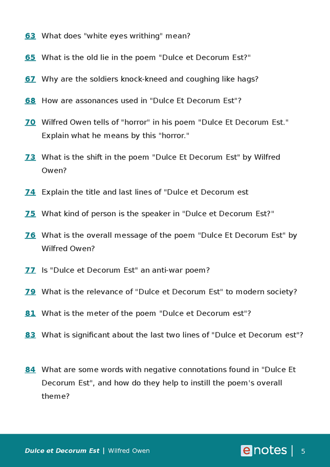 Popular Questions About Dulce et Decorum Est - eNotes.com