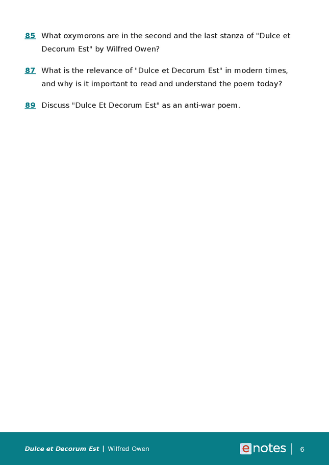 Popular Questions About Dulce et Decorum Est - eNotes.com