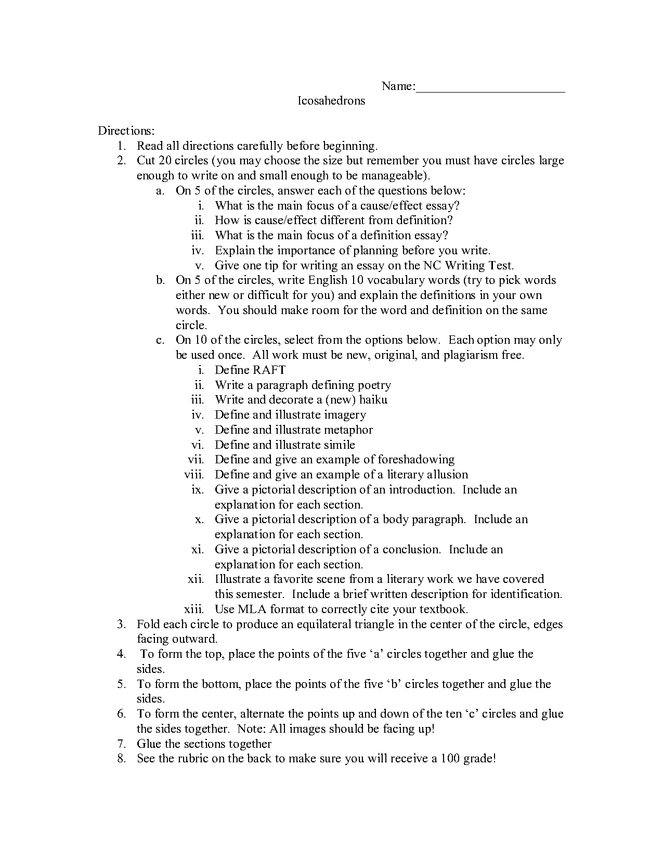 English 10: Understanding Aspects of Writing Assesment Activity ...