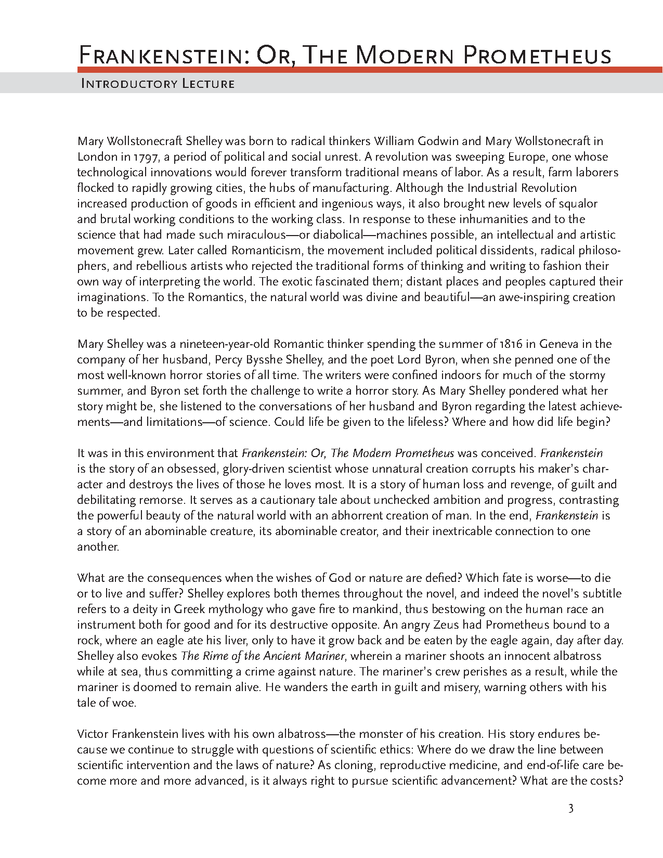 Frankenstein eNotes Lesson Plan - eNotes.com