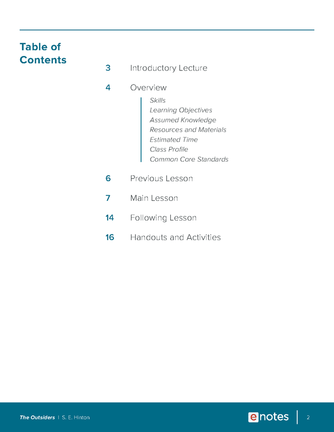 The Outsiders Themes Lesson Plan - eNotes.com