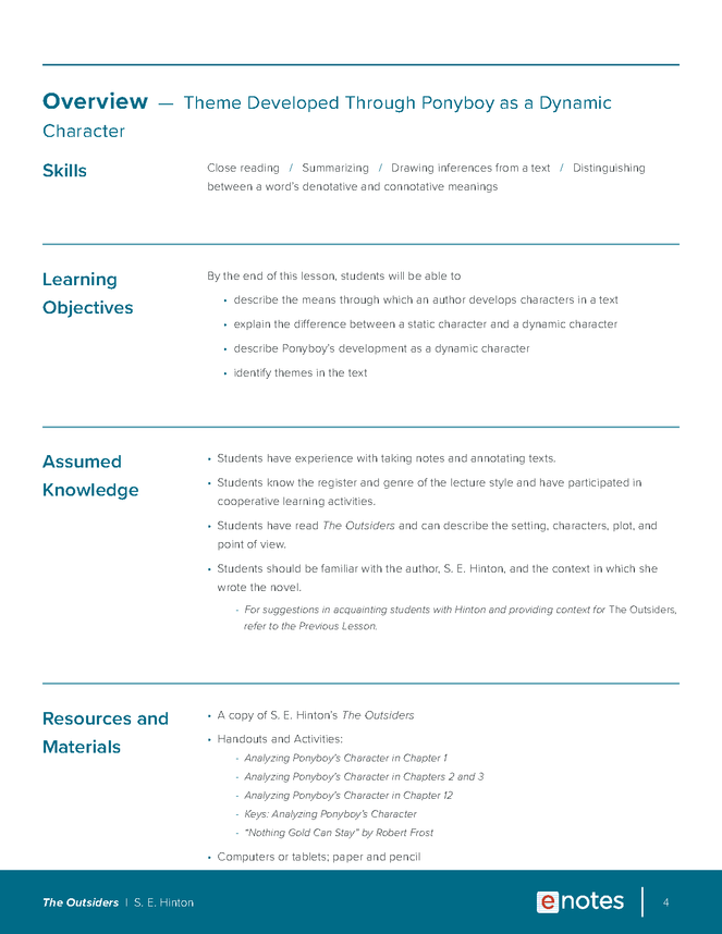 The Outsiders Themes Lesson Plan - eNotes.com