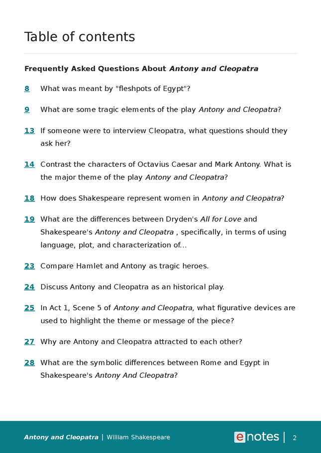 Popular Questions About Antony and Cleopatra - eNotes.com