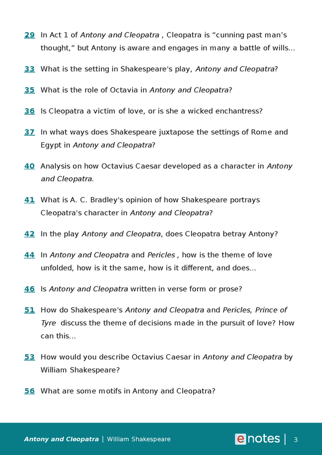 Popular Questions About Antony and Cleopatra - eNotes.com
