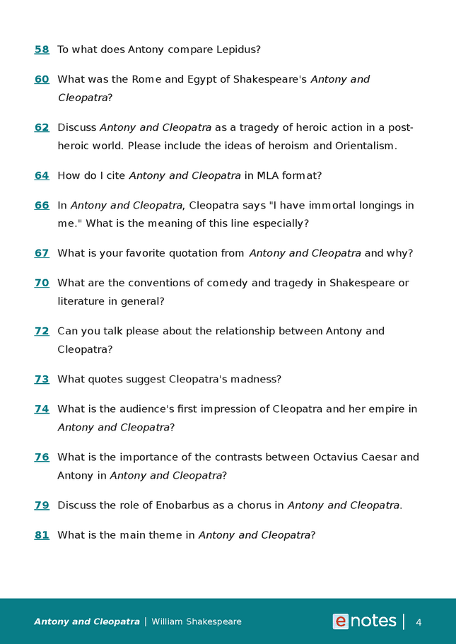 Popular Questions About Antony and Cleopatra - eNotes.com