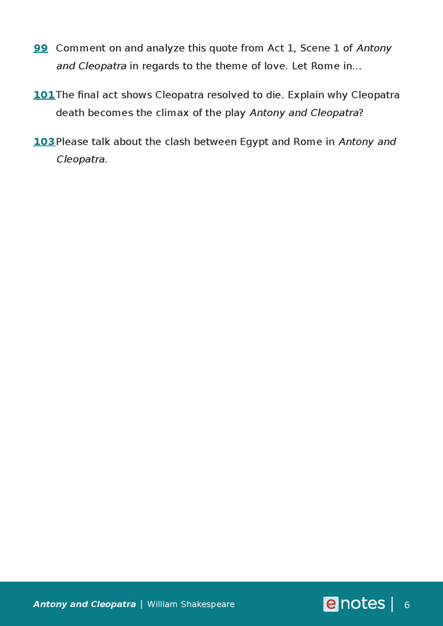 Popular Questions About Antony and Cleopatra - eNotes.com