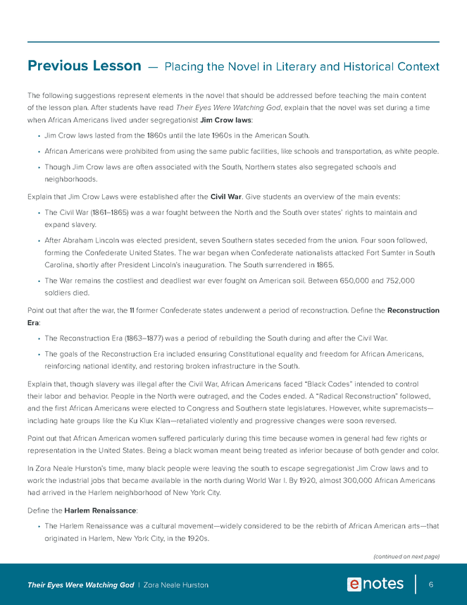Their Eyes Were Watching God Themes Lesson Plan - eNotes.com