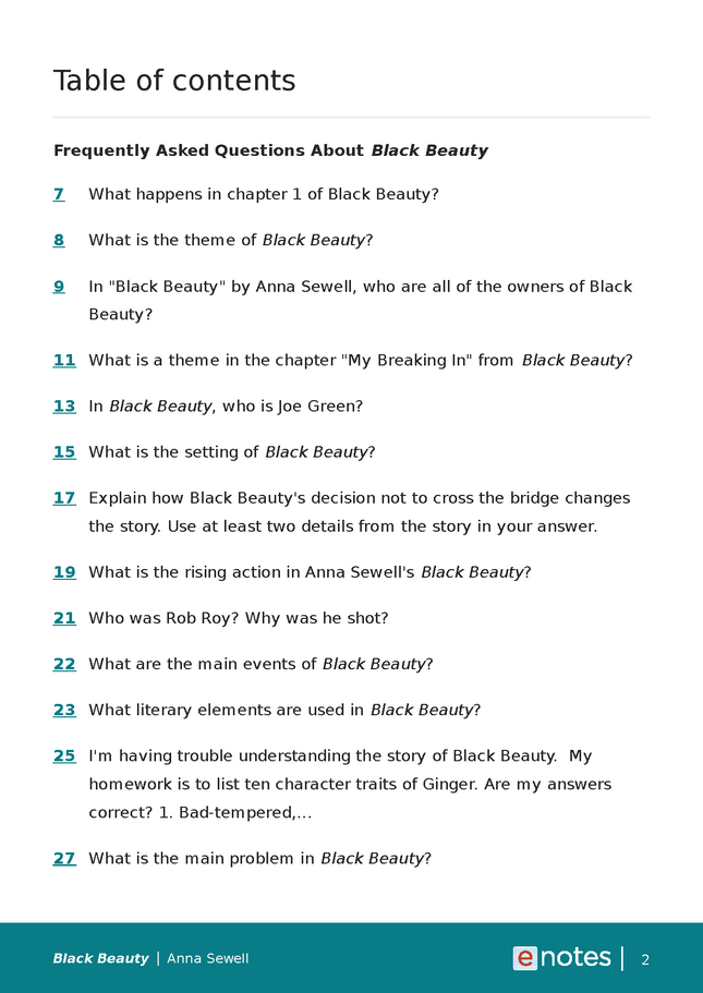 Popular Questions About Black Beauty - eNotes.com