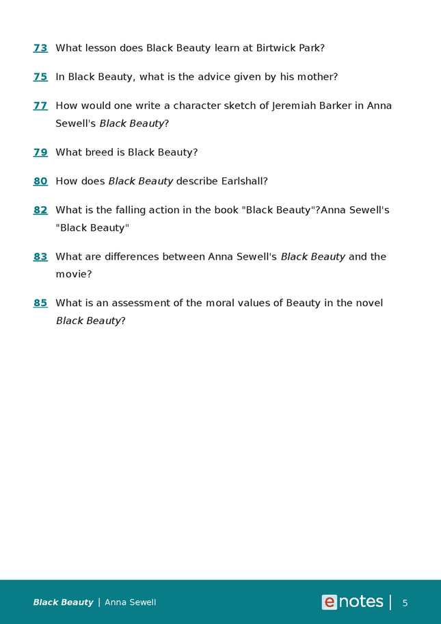 Popular Questions About Black Beauty - eNotes.com