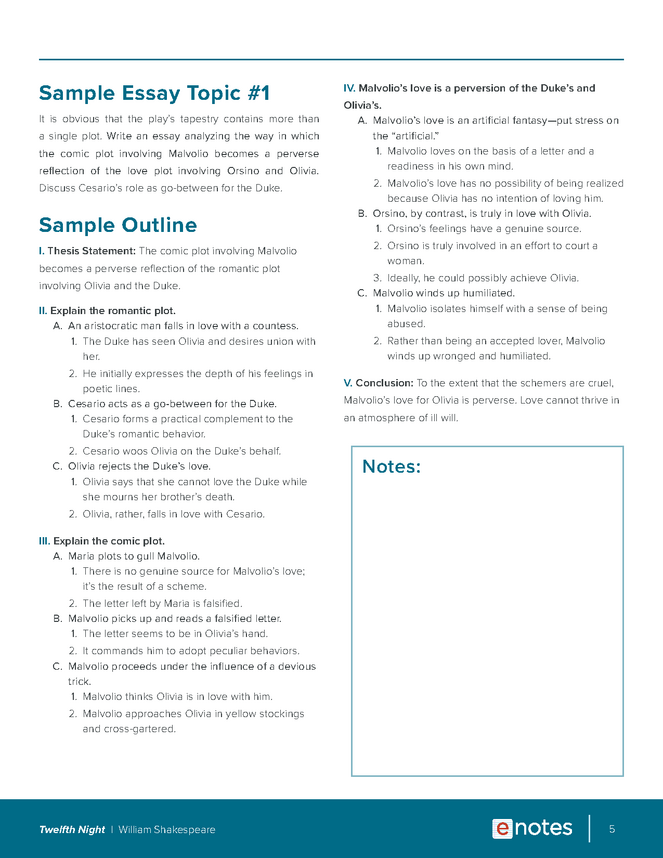 Twelfth Night Essay Topics and Outlines - eNotes.com