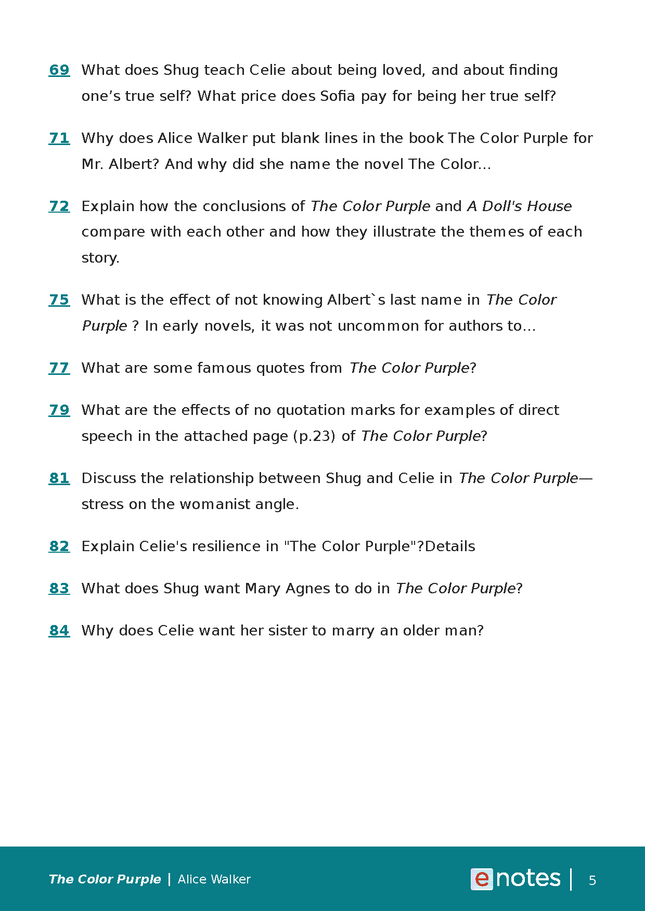 Popular Questions About The Color Purple - eNotes.com