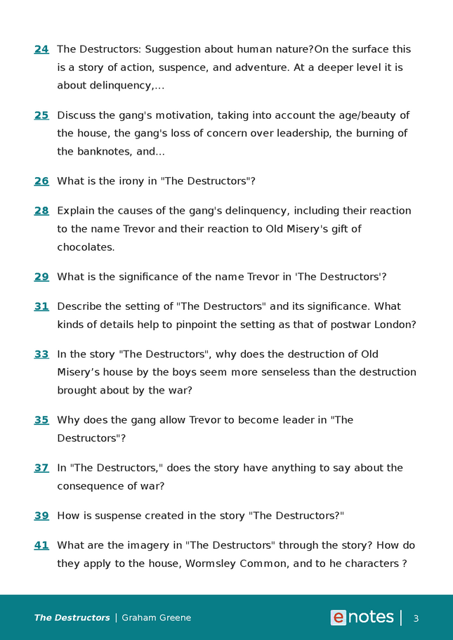 Popular Questions About The Destructors - eNotes.com