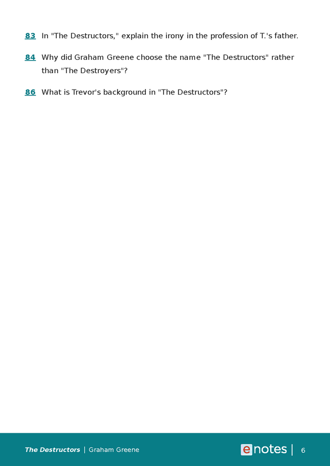 Popular Questions About The Destructors - eNotes.com