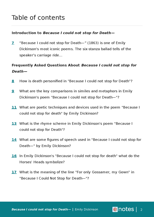 Popular Questions About Because I could not stop for Death— - eNotes.com