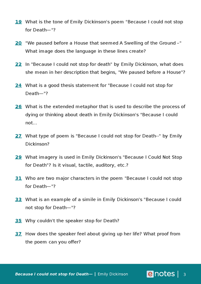 Popular Questions About Because I could not stop for Death— - eNotes.com