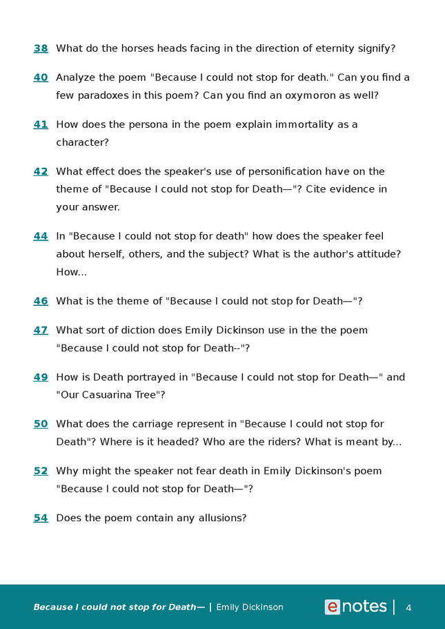 Popular Questions About Because I could not stop for Death— - eNotes.com