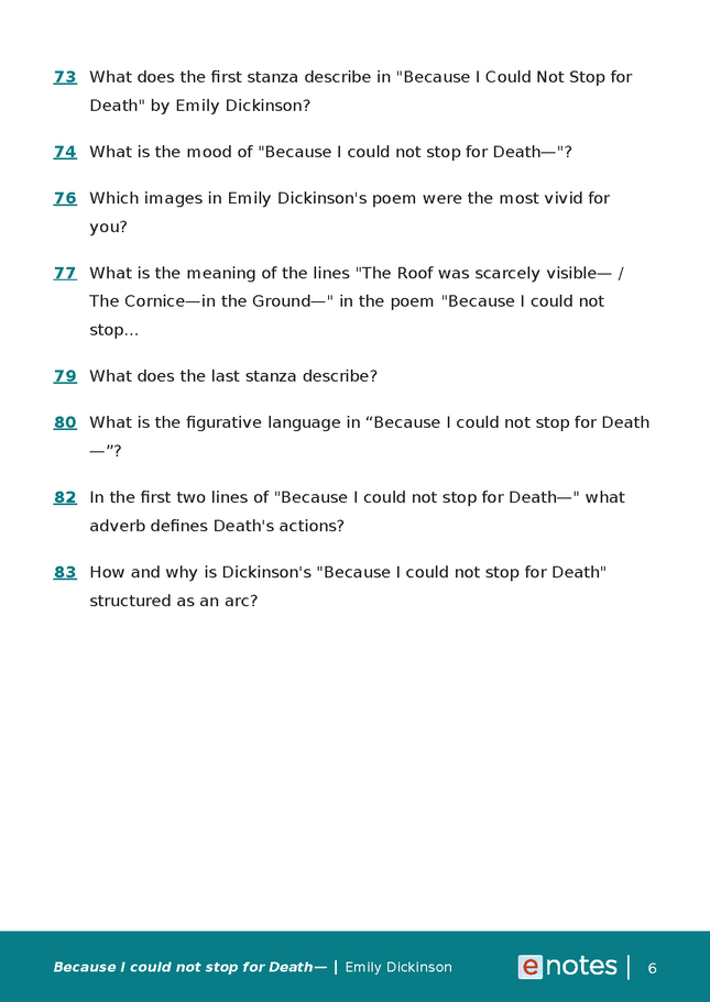 Popular Questions About Because I could not stop for Death— - eNotes.com