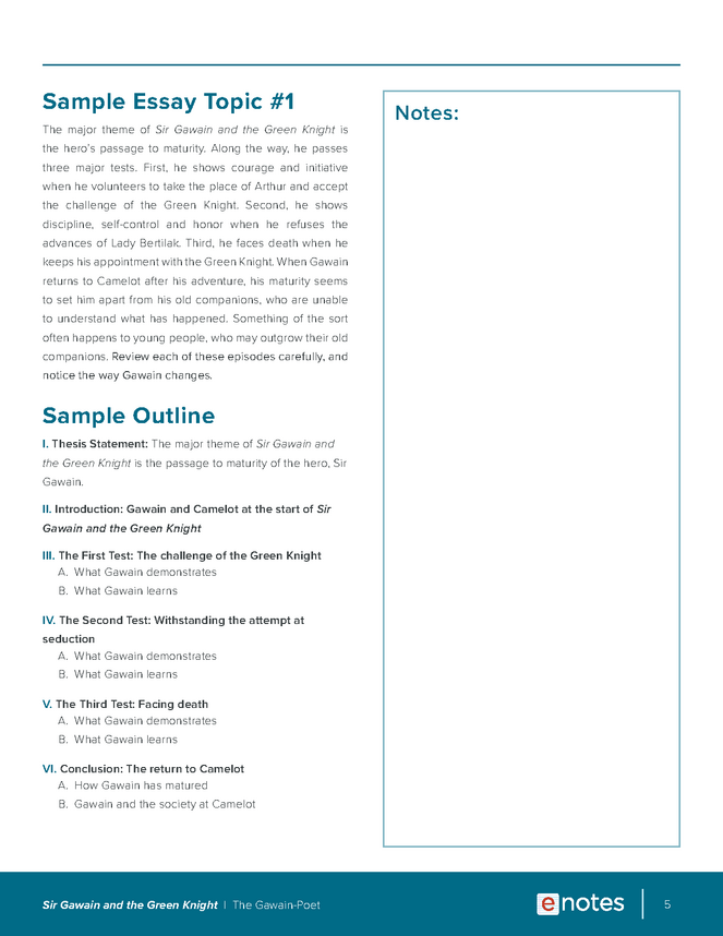 Sir Gawain and the Green Knight Essay Topics and Outlines - eNotes.com