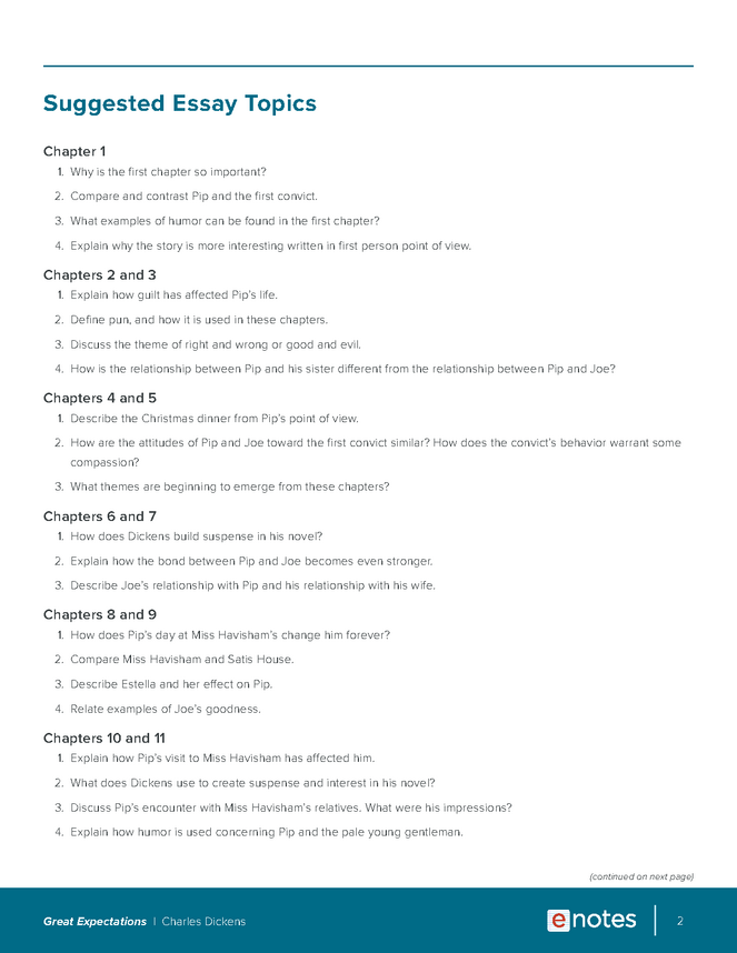 Great Expectations Essay Topics and Outlines - eNotes.com