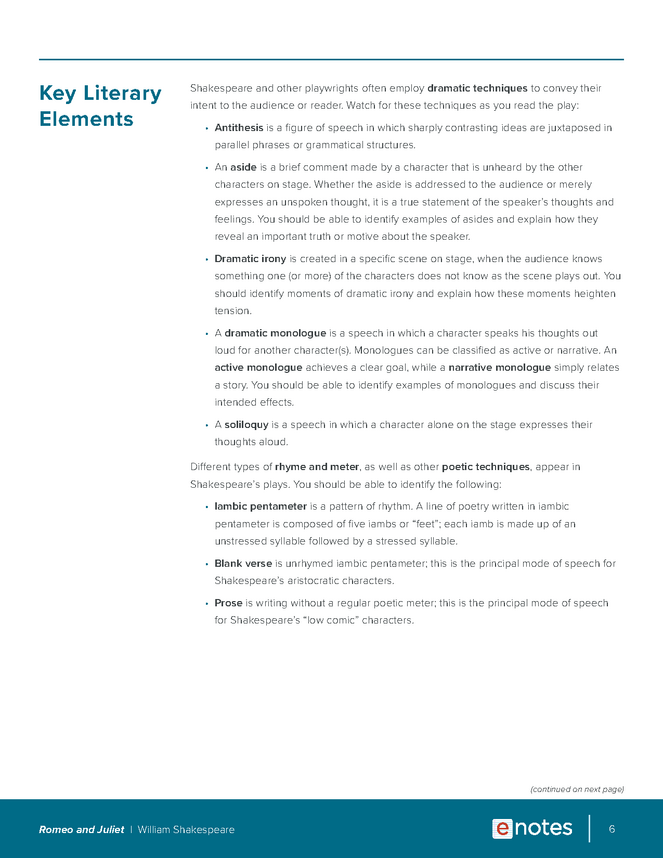 Romeo and Juliet Reading Guide - eNotes.com