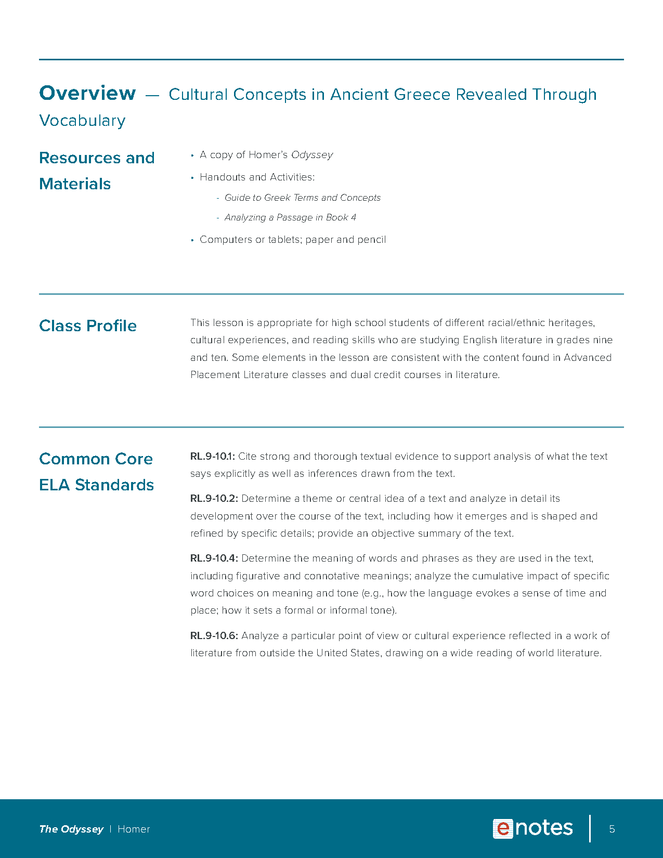 The Odyssey Vocabulary Lesson Plan - eNotes.com