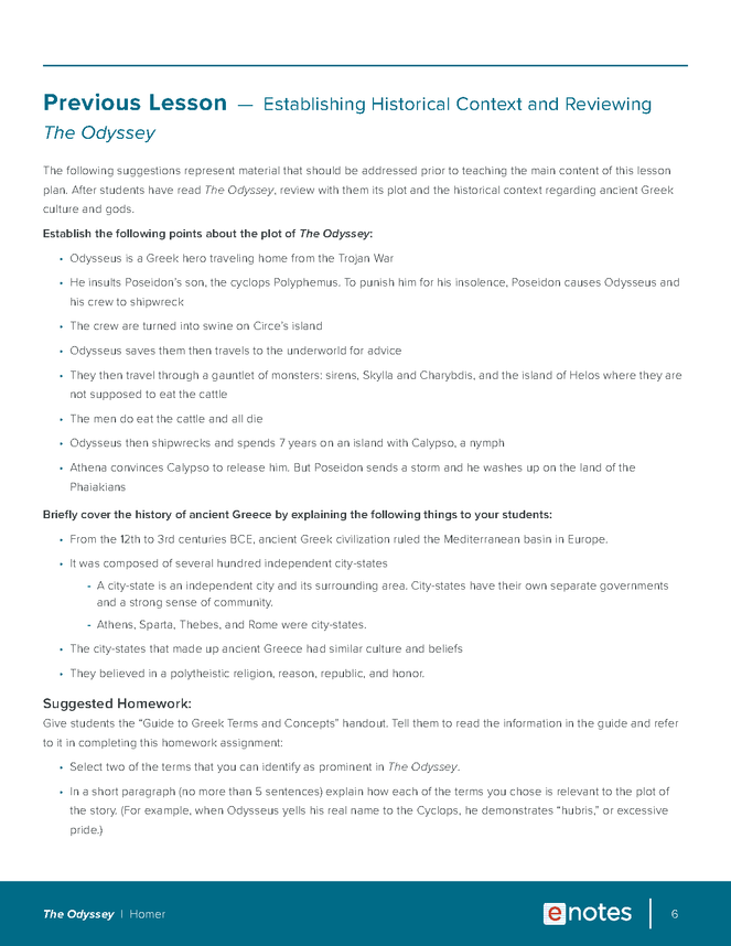 The Odyssey Vocabulary Lesson Plan - eNotes.com