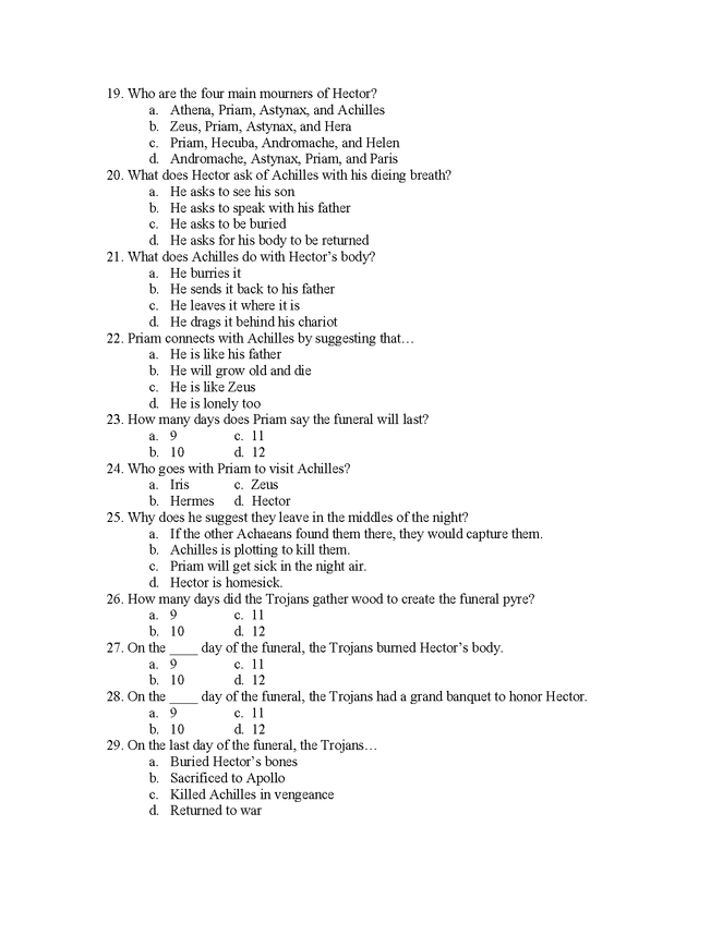 Iliad: Unit Test - eNotes.com