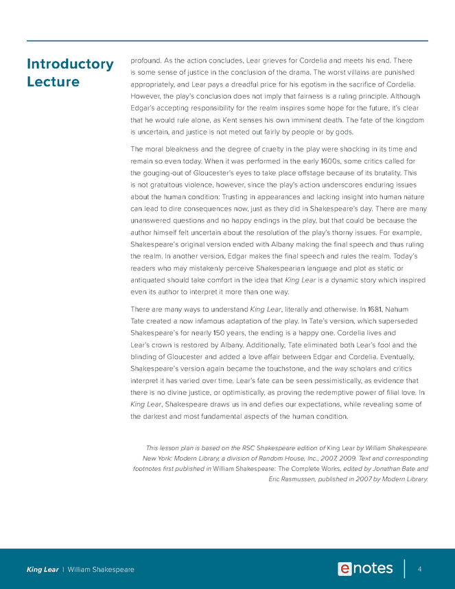 King Lear eNotes Lesson Plan - eNotes.com