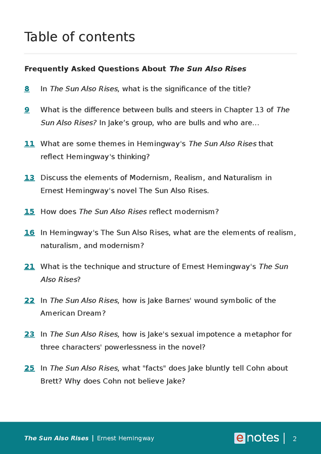 Popular Questions About The Sun Also Rises - eNotes.com