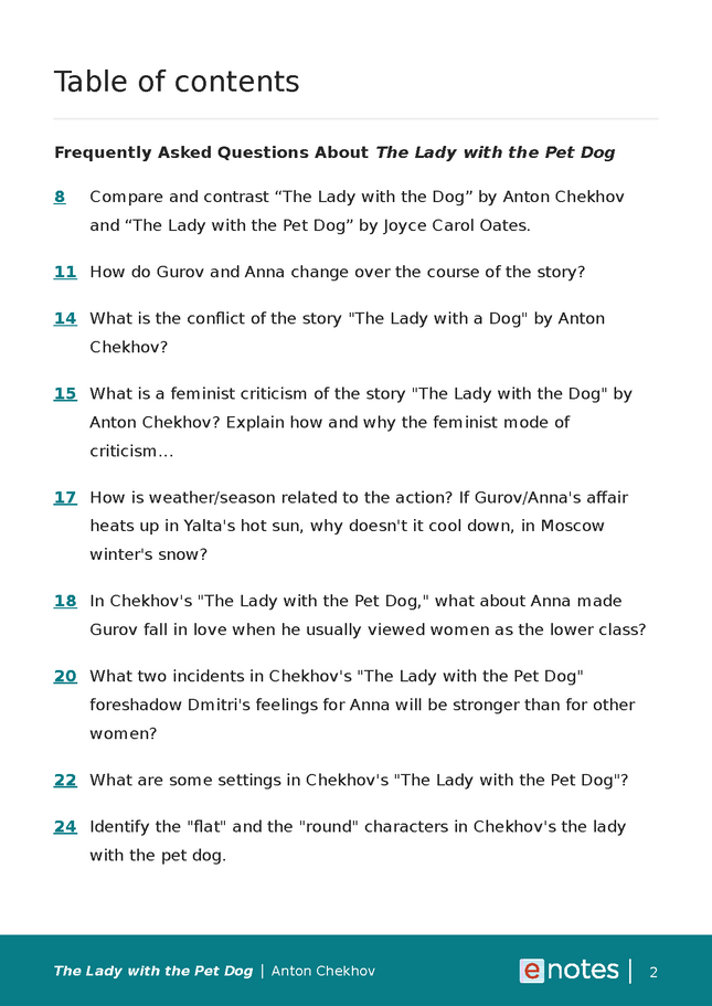 Popular Questions About The Lady with the Pet Dog - eNotes.com