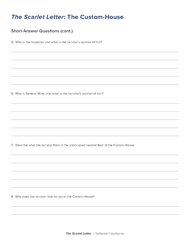 The Scarlet Letter Reading Comprehension Quiz - eNotes.com