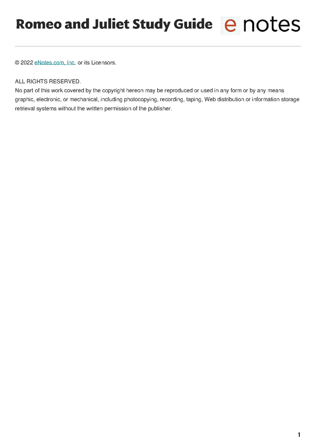 Romeo and Juliet Study Guide - eNotes.com