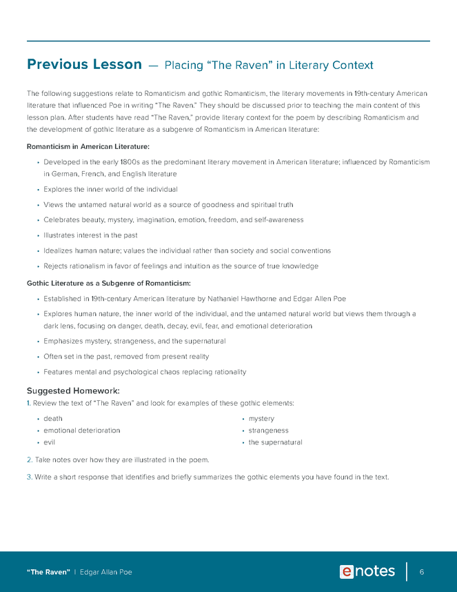 The Raven Vocabulary Lesson Plan - eNotes.com