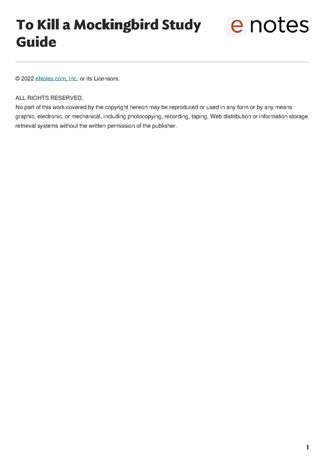 To Kill a Mockingbird Study Guide - eNotes.com