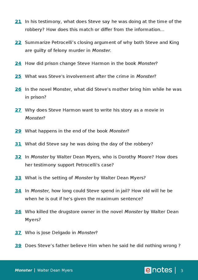 Popular Questions About Monster - eNotes.com