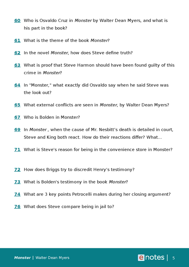 Popular Questions About Monster - eNotes.com