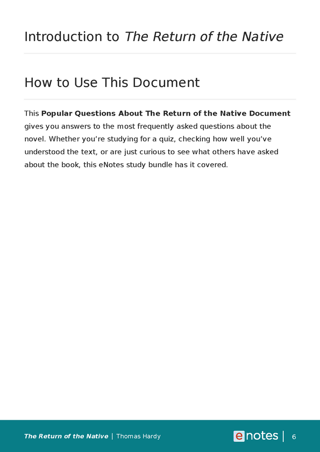 Popular Questions About The Return of the Native - eNotes.com