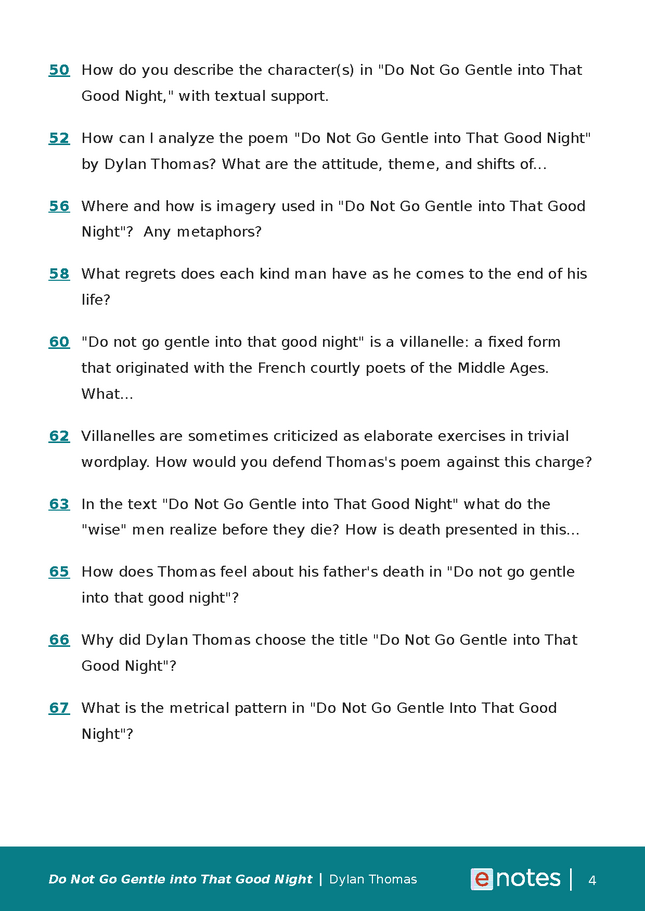 Popular Questions About Do Not Go Gentle into That Good Night - eNotes.com