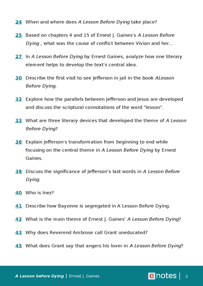 Popular Questions About A Lesson before Dying - eNotes.com