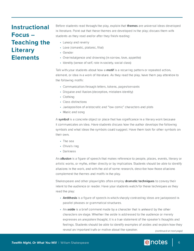 Twelfth Night eNotes Lesson Plan - eNotes.com