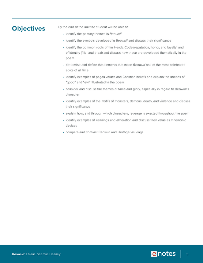 Beowulf eNotes Lesson Plan - eNotes.com