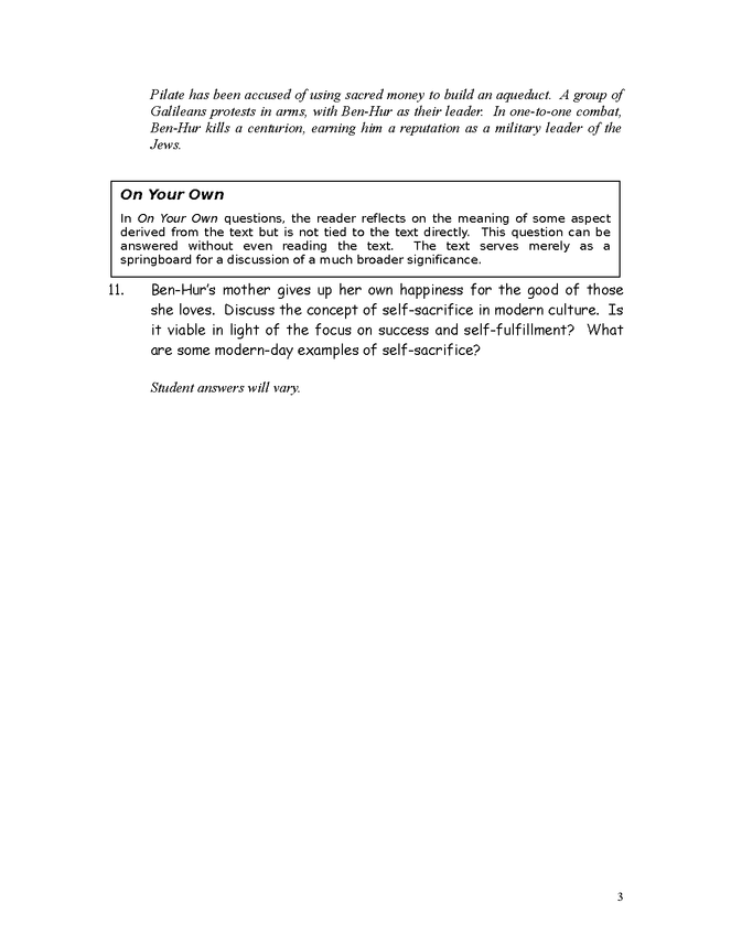 QAR Questions for Lew Wallace's "Ben-Hur" Book Sixth Chapters 4-6 ...